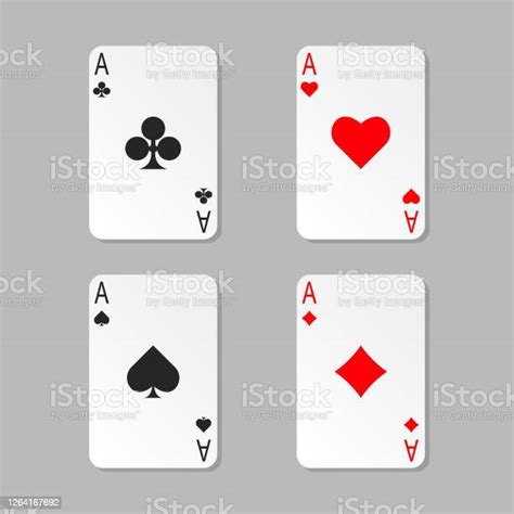 회색 배경에 고립 된 네 개의 에이스 포커 카드 4가지 개체에 대한 스톡 벡터 아트 및 기타 이미지 4가지 개체 가능성 개체 그룹 Istock