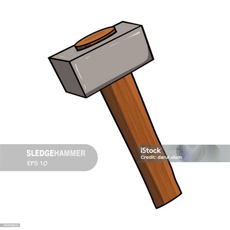 Old Sledge Hammer Design Vector Flat Isolated Illustration Stock