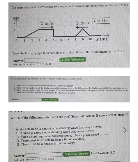 Solved The Snapshot Graph Below Shows Two Wave Pulses Chegg Com