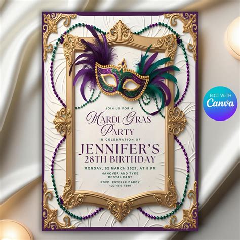 Mardi Gras Invite Mardi Gras Themed Invitation Mardi Gras Party