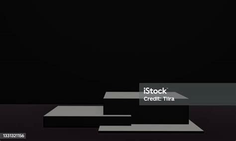 복사 공간 3d 렌더링 추상적 배경 디자인으로 미니멀리즘 스타일로 프리젠 테이션을 모의 검은 색 연단이있는 장면 0명에 대한 스톡 사진 및 기타 이미지 Istock