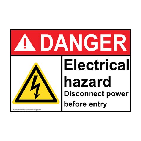 ANSI Electrical Hazard Disconnect Sign With Symbol ADE