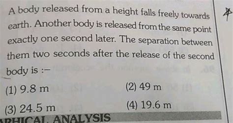 A Body Released From A Height Falls Freely On The Earth Another Body