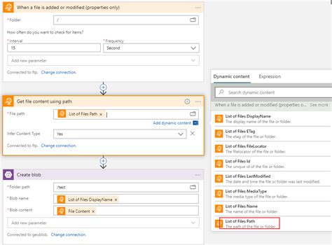 Azure Logic Apps Copy Files From Ftp To Blob Storage Stack Overflow