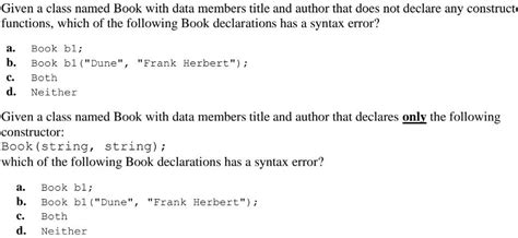Solved Given A Class Named Book With Data Members Title And