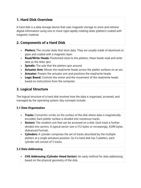 Logical Structure Of Hard Disk And Its Organization Pdf File System Booting