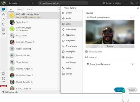Selecting Video Option In Webex CCAC S Help Center