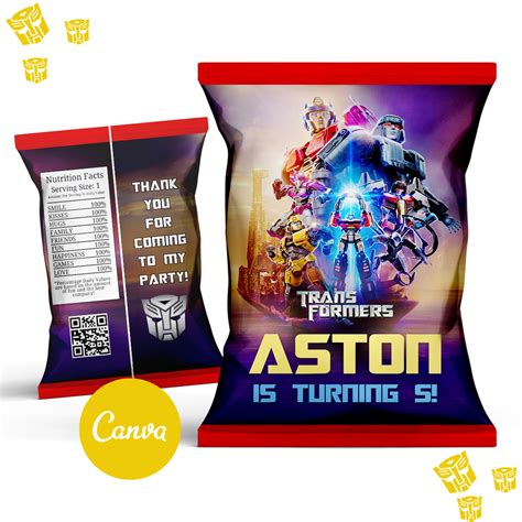 Transformers Chip Bag Digital Prints For Birthday