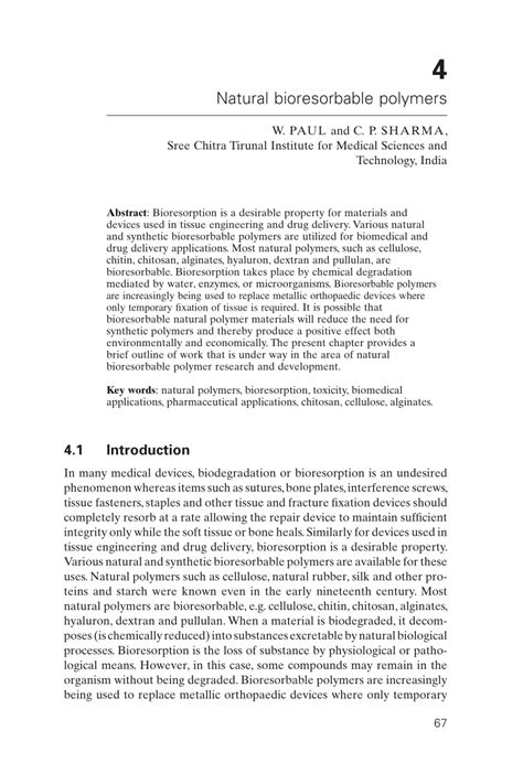 Pdf Natural Bioresorbable Polymers