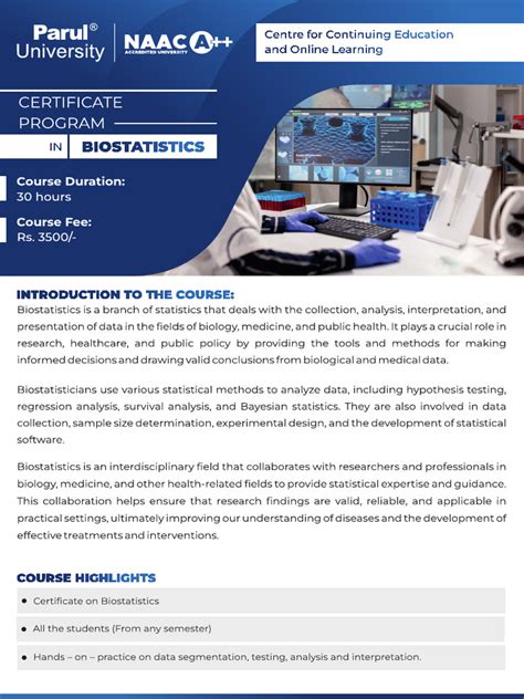 Course Details Certificate Program In Biostatistics Pdf