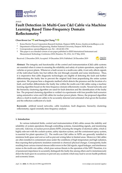 Pdf Fault Detection In Multi Core Candi Cable Via Machine Learning Based Time Frequency Domain
