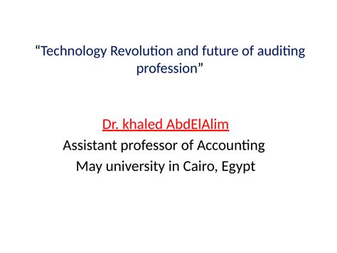 Pdf Technology Revolution And Future Of Auditing Profession