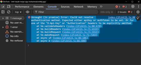 Error Could Not Resolve Authentication Method Expected Either Apikey