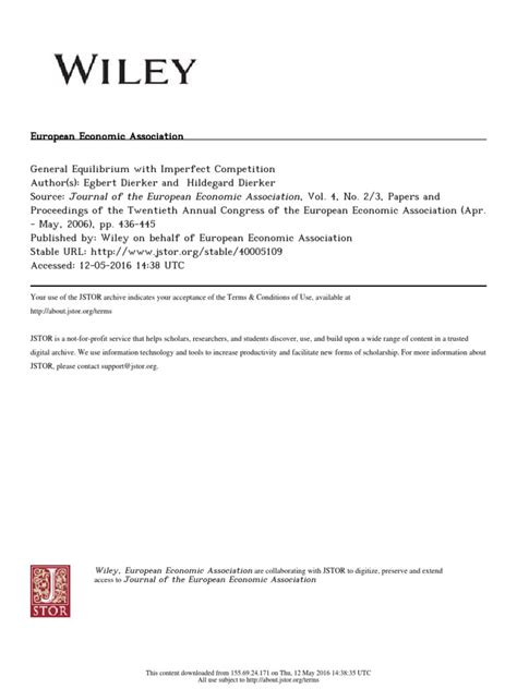 General Equilibrium With Imperfect Competition Pdf Profit