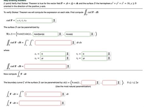 Solved Help Entering Answers Point Verify That Stokes Chegg Com