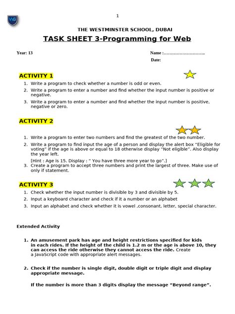 Task Sheet 3 Ifelse And Loops Pdf