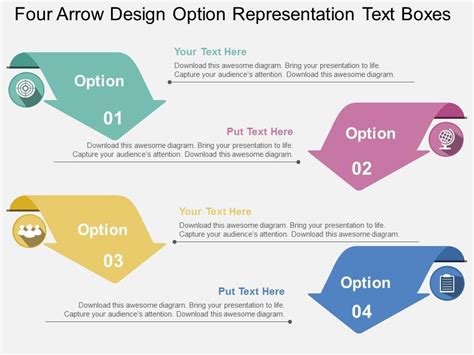 Four Arrow Design Option Representation Text Boxes Flat Powerpoint Design PPT Images Gallery