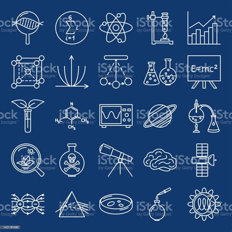 Science Icon Set In Thin Line Style Stock Illustration Download Image Now Analyzing