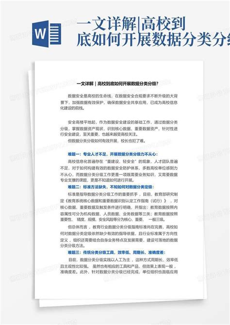 一文详解 高校到底如何开展数据分类分级word模板下载 编号lbnrprry 熊猫办公