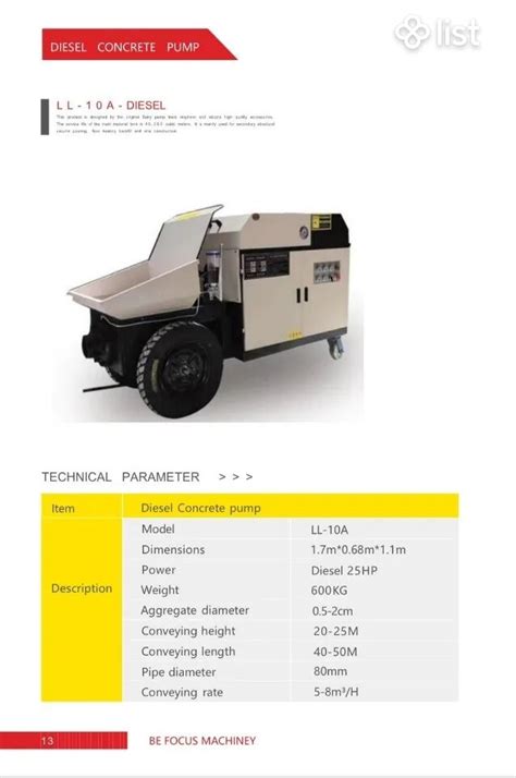 Բետոնամղիչ պոմպ դիզել լրիվ նոր Արտադրական սարքավորումներ List Am