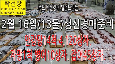 2월 16일13물 참돔 농어 병어 먹갈치 쥐치 장어 갑오징어 쫄복어 백조기 아귀 붉은메기 홍어 눈볼대 탁선장 목포 남도농수산 010 3167