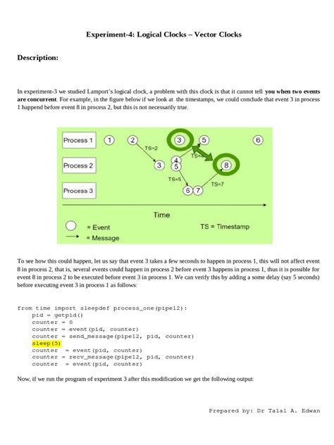 experiment 4 logical clocks vector clocks description pdf array
