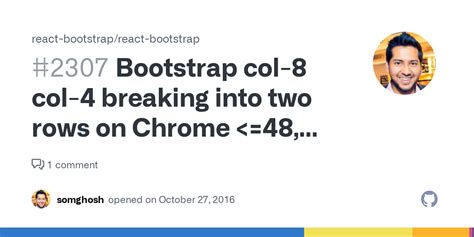 bootstrap col 8 col 4 breaking into two rows on chrome