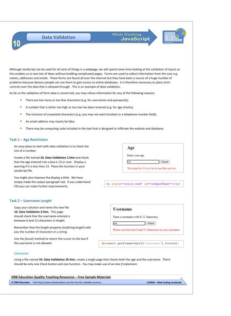 web coding javascript orb education australia