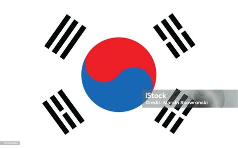 한국 국기 벡터 그래픽입니다 사각형 한국 국기 그림입니다 대한민국 국기는 자유 애국심 독립의 상징이다 0명에 대한 스톡 벡터