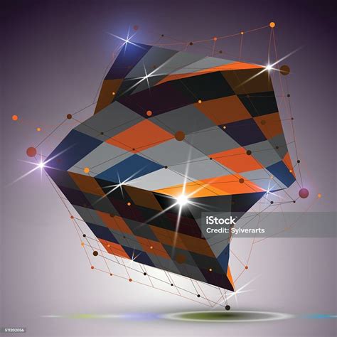 Dimensional Twisted Shiny Cube With Lights Effect 3d Colorful Stock Illustration Download