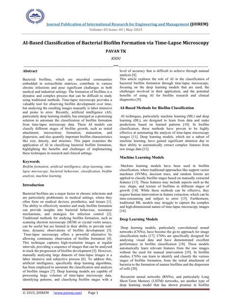 Pdf Ai Based Classification Of Bacterial Biofilm Formation Via Time Lapse Microscopy