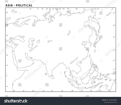 Outline Map Of Asia Map Asia Pacific Royalty Free Vector Image