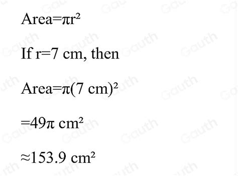 Solved The Radius R Of The Circle Below Is Cm Calculate The Area Of The Circle Give Your