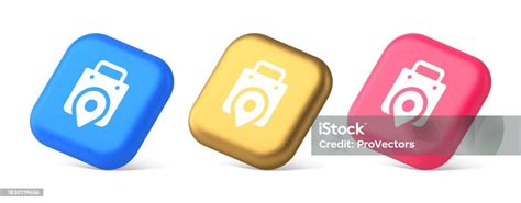 쇼핑백 버튼 웹 앱 디자인이 있는 상점 위치 지도 핀 현실적인 등각 투영 아이콘 0명에 대한 스톡 벡터 아트 및 기타 이미지 0명 3차원 형태 가방 Istock