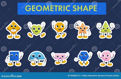 Cartoon Basic Geometric Shapes Figure On Blue Stock Illustration Illustration Of Posture