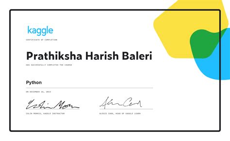 Prathiksha Harish Baleri Completed The Python Course On Kaggle