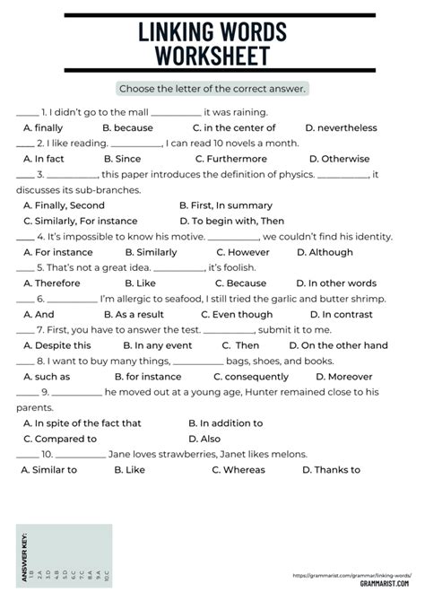 Linking Words Full List Examples And Worksheet