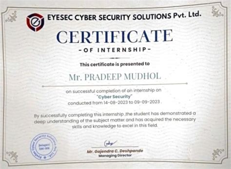 Pradeep Mudhol On Linkedin Cybersecurity Internship2023