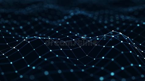 Blue Digital Background Network Connection Structure On Dark Background 3d Rendering Stock
