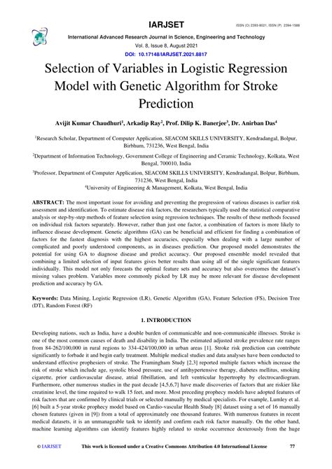 pdf selection of variables in logistic regression model with genetic