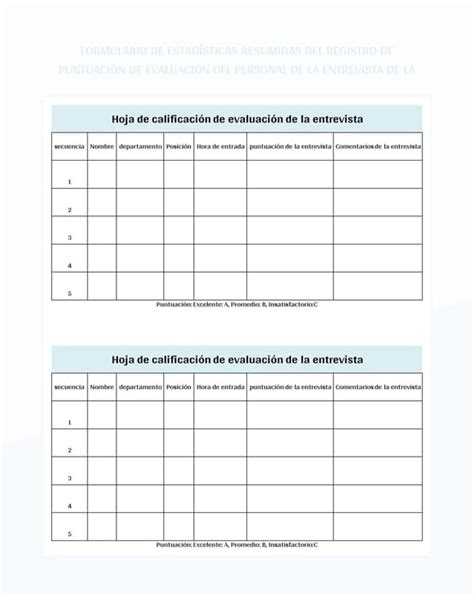 Plantilla De Excel Formulario De Estadísticas Resumidas Del Registro De
