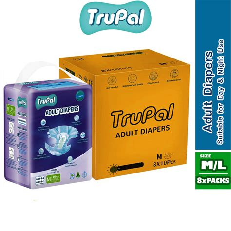 Trupal Adult Diaper Supreme Series Suitable For Day And Night Use 8x Packs Size Ml Shopee