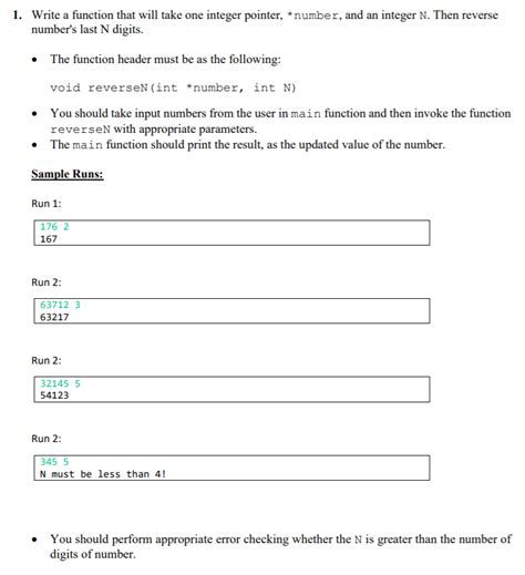 Solved 1 Write A Function That Will Take One Integer