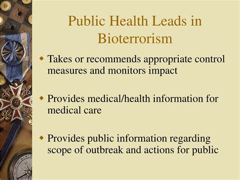 Ppt Bioterrorism Roles Of State Level Public Health Powerpoint Presentation Id 1252660