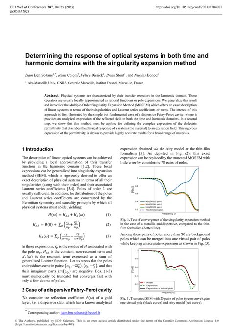 pdf determining the response of optical systems in both time and