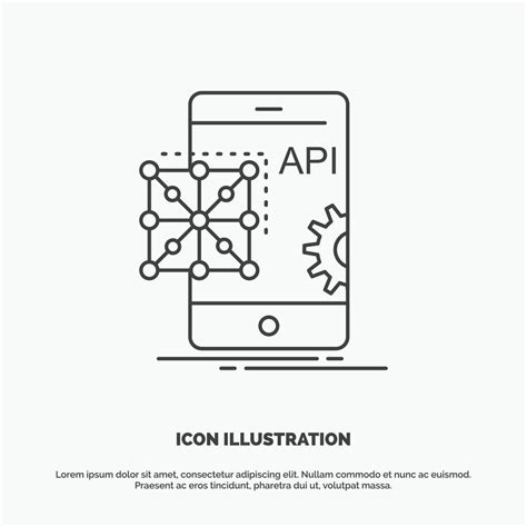 Api Application Coding Development Mobile Icon Line Vector Gray Symbol For Ui And Ux