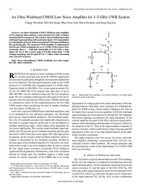 Pdf An Ultra Wideband Cmos Low Noise Amplifier For 3 5 Ghz Uwb System