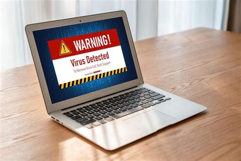 premium photo virus warning alert on computer screen detected modish