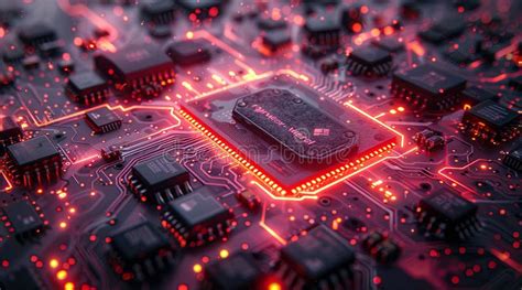 Hardware Chip Isolated On Black Background Electrical Circuit Board