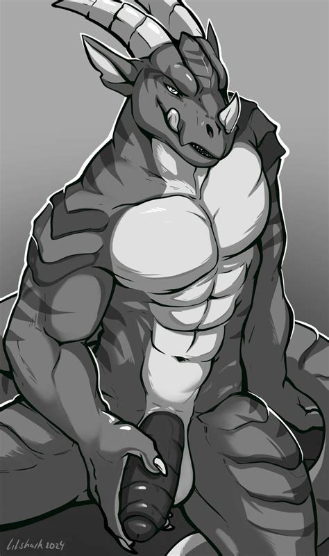 Rule 34 Anthro Barazoku Dragon Genitals Hi Res Holding Penis Horn